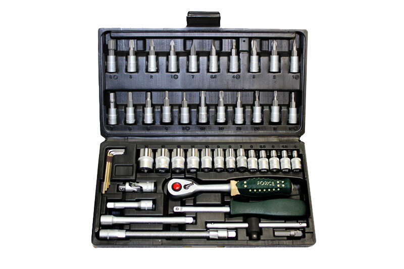 Набор торцевых головок и насадок ROCK FORCE 1/4DR 6-гранных 46 предметов