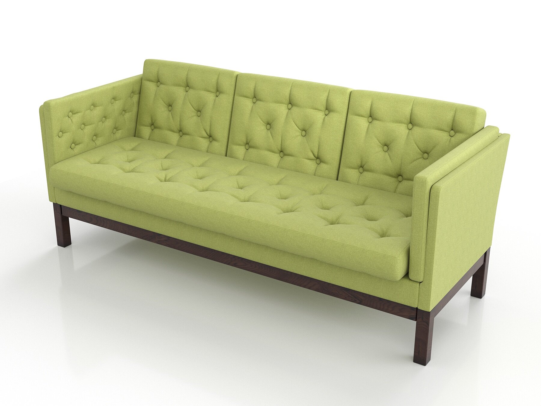 Прямой диван Arsko Айверс-Б зеленый, рогожка, офисный, в гостиную, на кухню, на ножках, скандинавский лофт