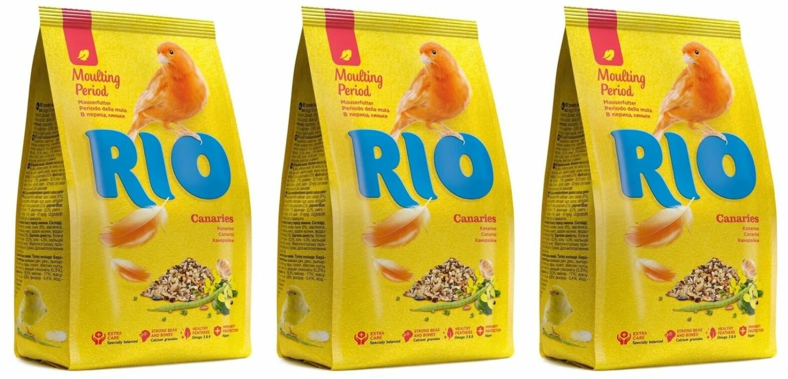 RIO Корм сухой для канареек в период линьки, 500 г, 3шт