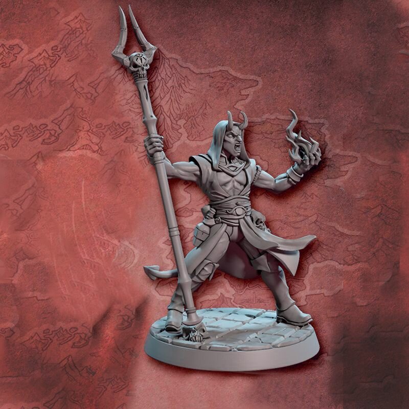 Тифлинг Чернокнижник -Демон 40мм (класс: Маг, Колдун, Волшебник, Некромант, Трикстер) миниатюра для DnD (ДнД) и других Настольных игр (НРИ, Варгеймов или РПГ), фентези тематика