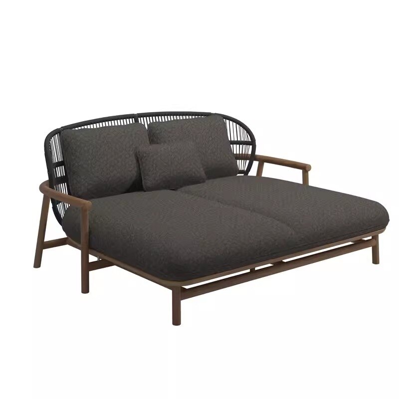 Уличная мебель в стиле Fern Outdoor Lounge, цвет можно выбрать при заказе (Двуспальная кровать 170*160*79 см, тиковое дерево)