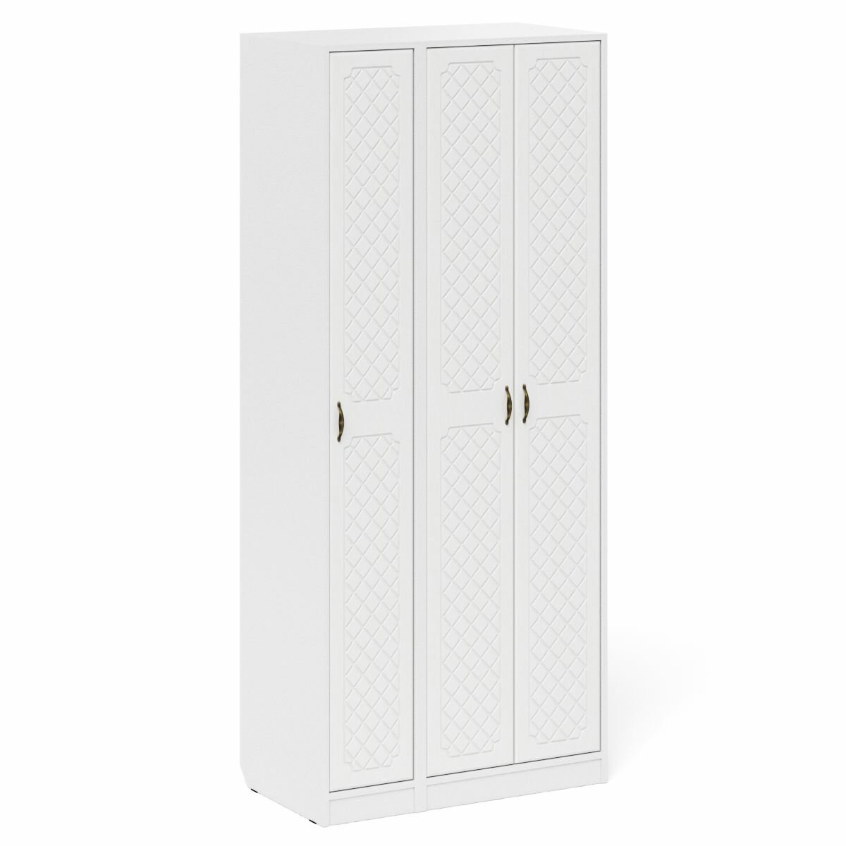 Шкаф-пенал для прихожей Мебельный двор П-6 белая шагрень/белое дерево фрезеровка ромб