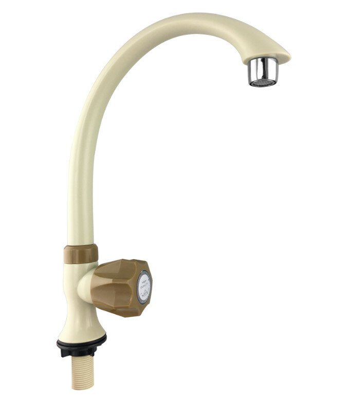 Кран на одну воду BRIMIX 607 бежевый высокий излив премиум металлокерамика