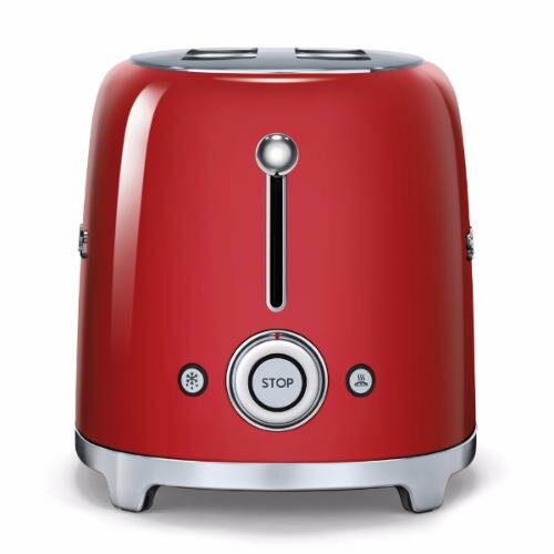 Тостер Smeg TSF02RDEU, регулировка степени обжаривания, подогрев, размораживание, 4 ломтика хлеба — фото 1
