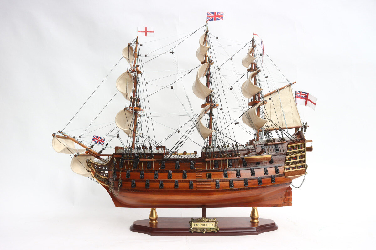 Готовая собранная Модель Van Der Heijden "HMS Victory", коллекционная, дерево, ткань, металл, 72x18x66 см