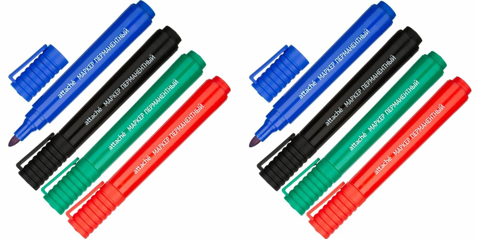 Attache Набор маркеров перманентных, 4 цвета, 2 уп.