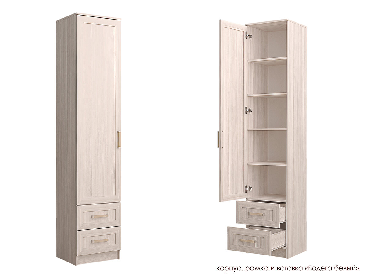 Шкаф распашной без антресоли Стиль П-3м Фабрика Стиль, 35x200x35см, Бодега белый