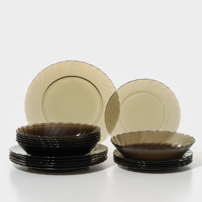 Luminarc Набор посуды «Океан», 18 предметов, стекло, коричневый