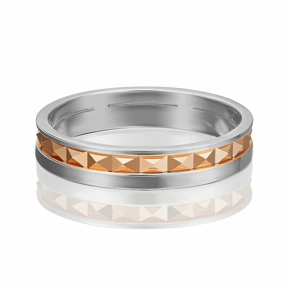 Кольцо обручальное, комбинированное золото, 585 проба, родирование