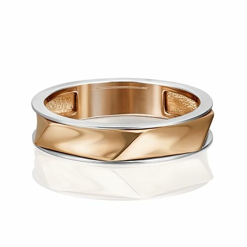 Кольцо обручальное, комбинированное золото, 585 проба, родирование