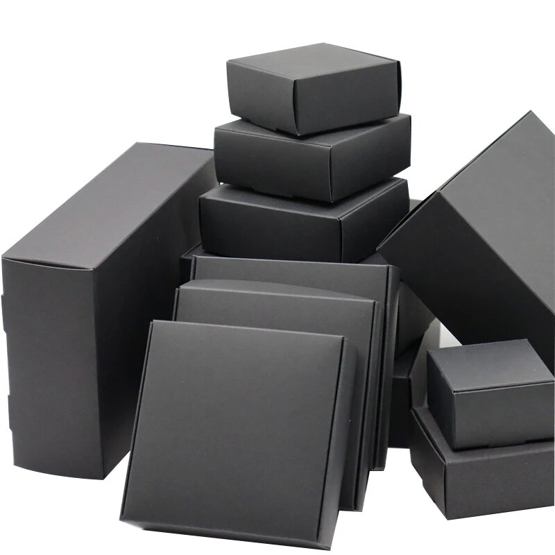 Подарочные коробки из крафт-бумаги Lateher 15 шт. Черный, Black15, 12x12x4cm