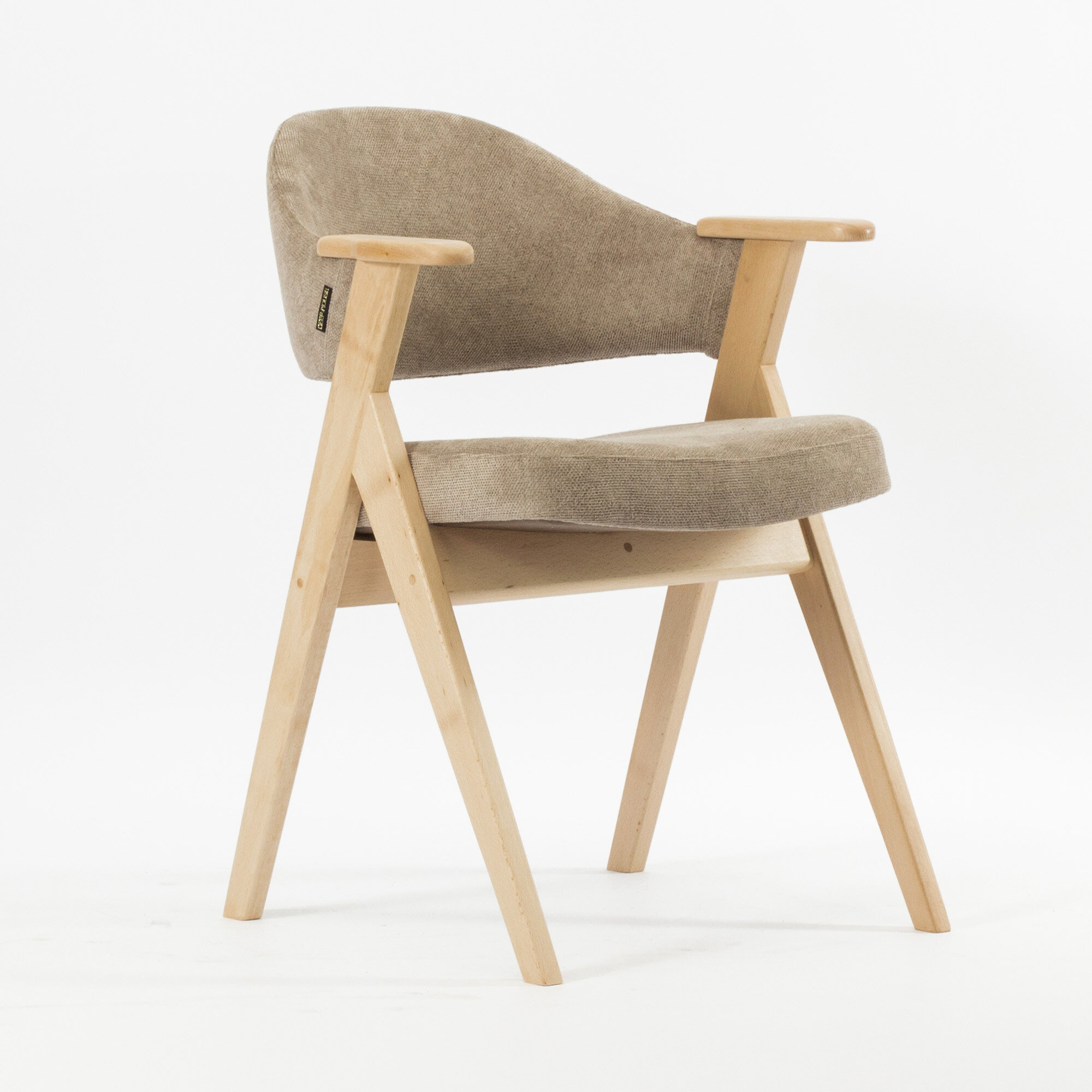 Стул Лестер бежево-коричневая ткань массив бука (натуральное дерево) для дома/для гостиной/для столовой/для кафе/кухонный стул/стул кухонный