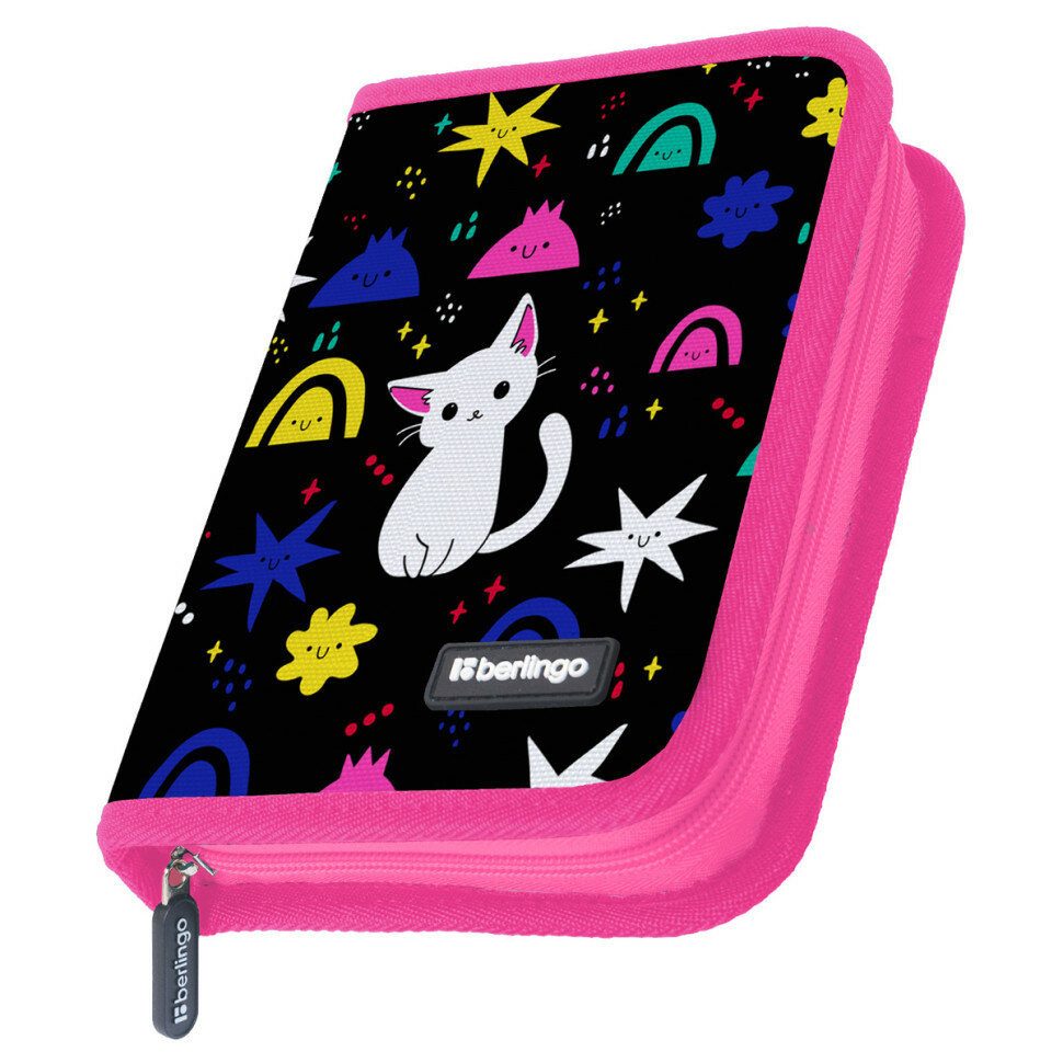 Пенал 1 отделение, 200*140*40 Berlingo "Funny colors", дополнительная откидная секция, полиэстер, 366304