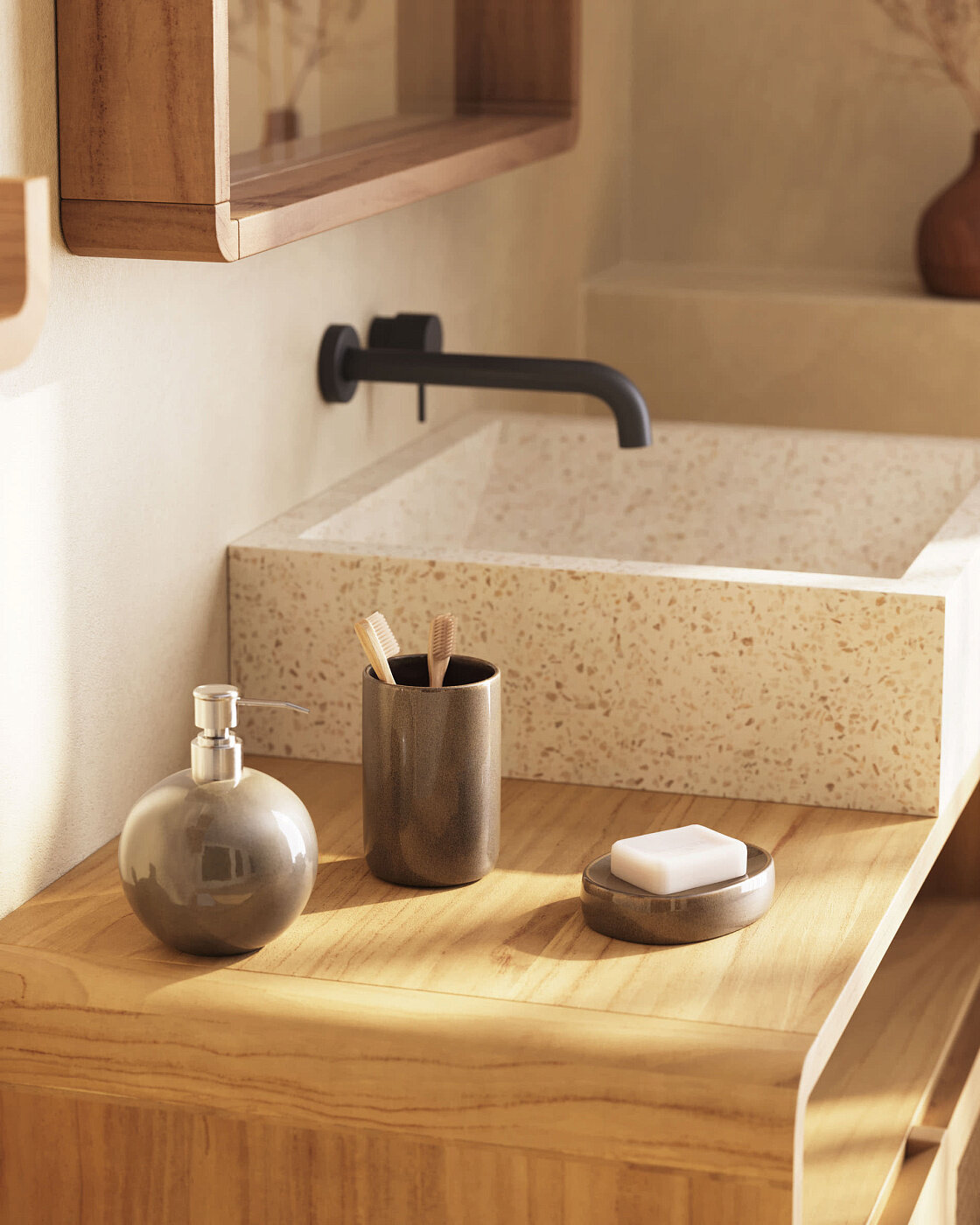 Мыльница La Forma Berdolina, керамика, отдельно стоящая, коричневая