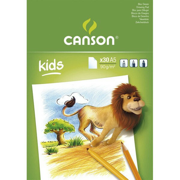 Альбом Canson Kids для рисования А5, 30 л, 90 гр, склейка по короткой стороне (Canson 400015581, 400015582)