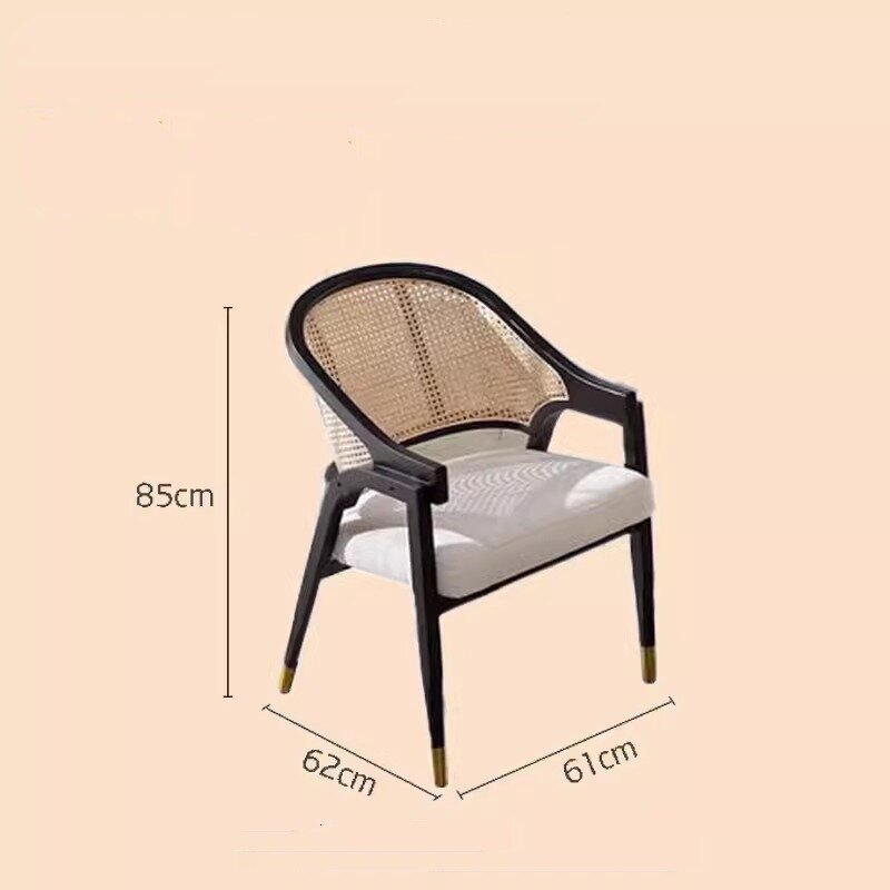 Стул из массива дерева и ротанга в стиле Edward Lounge Chair (цвет черный)