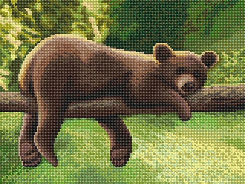 Набор Алмазное Хобби #Ah5340 Ленивый мишка, Алмазная Мозаика, 40 х 30 см