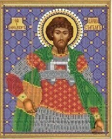 Схема для частичной вышивки бисером с нанесенным рисунком (19*24см.) Бис 780 "Святой Феодор Стратилат"