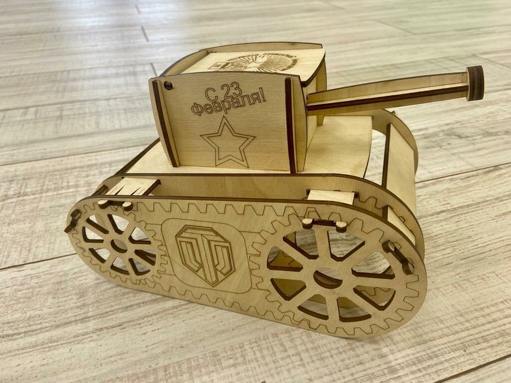 Танк под пиво на 23 февраля из фанеры / Пивной ящик, Подарочная упаковка для п*ва / разобранный 2шт