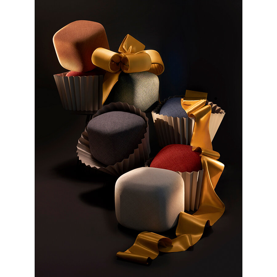 Пуф LATITUDE Troffel синий, полиэстер, МДФ, пенополиуретан