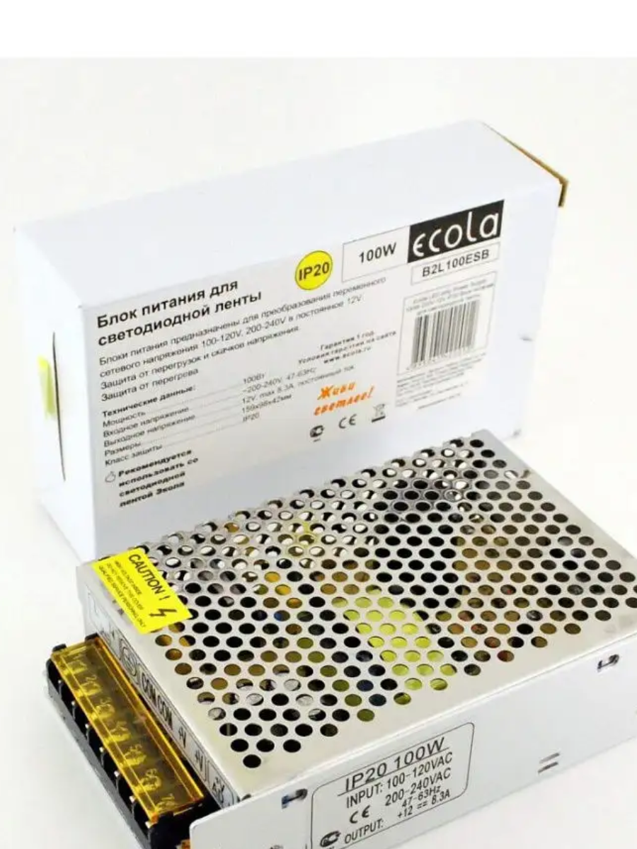 Блок питания Ecola Power Supply 12V 100W, 8,3А, с регулировкой, универсальный