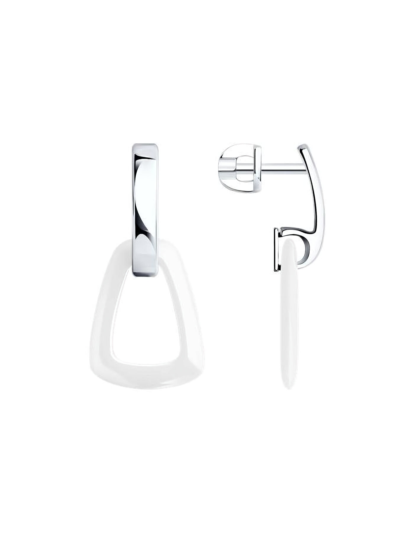 Серьги пусеты, серебро, 925 проба, родирование, керамика