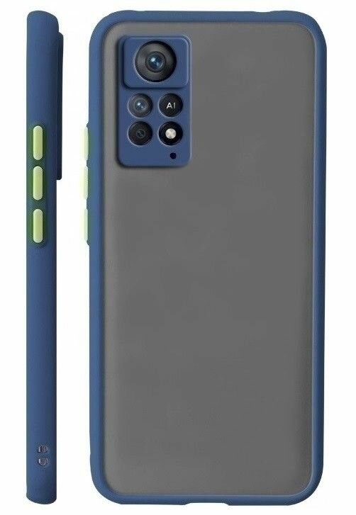 Чехол на Xiaomi Redmi Note 11 / Xiaomi Redmi Note 11S пластиковый матовый с силиконовой окантовкой синий