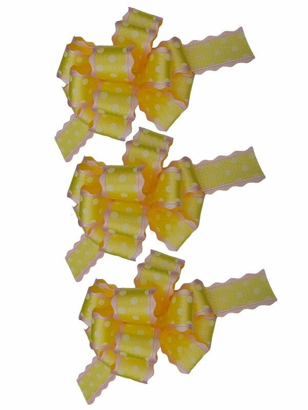ТРИ Банта-шара подарочных цветных с рисунком Горох цвет желтый