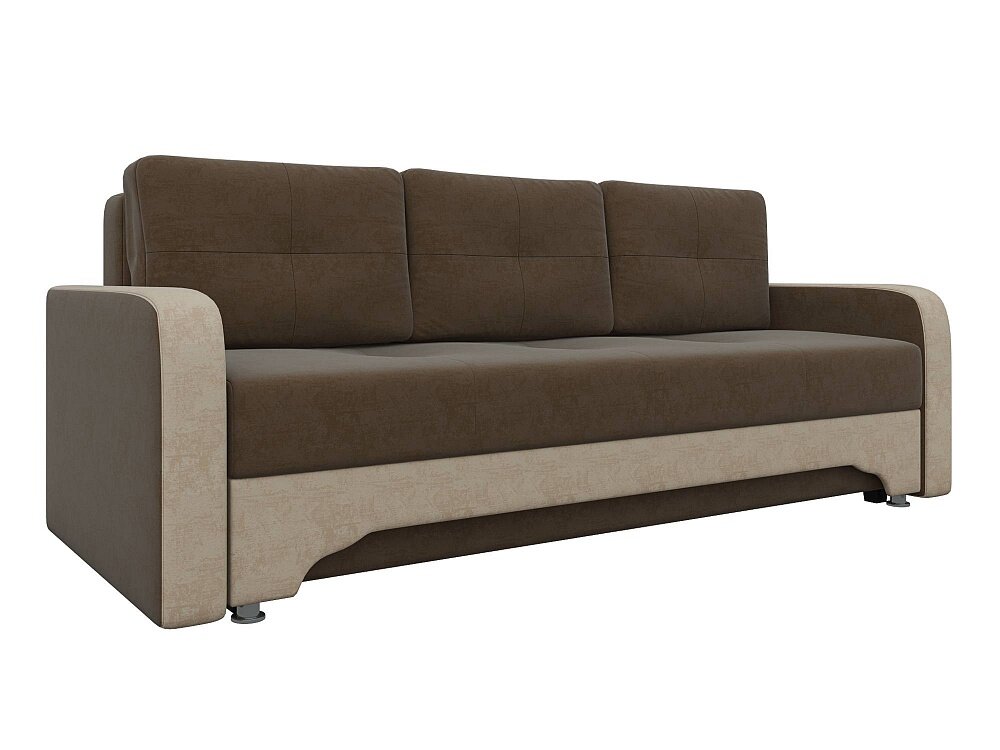 Прямой диван Нолан (Ник) 3 Коричневый, еврокнижка, 210х92х90 см, с ящиком для белья