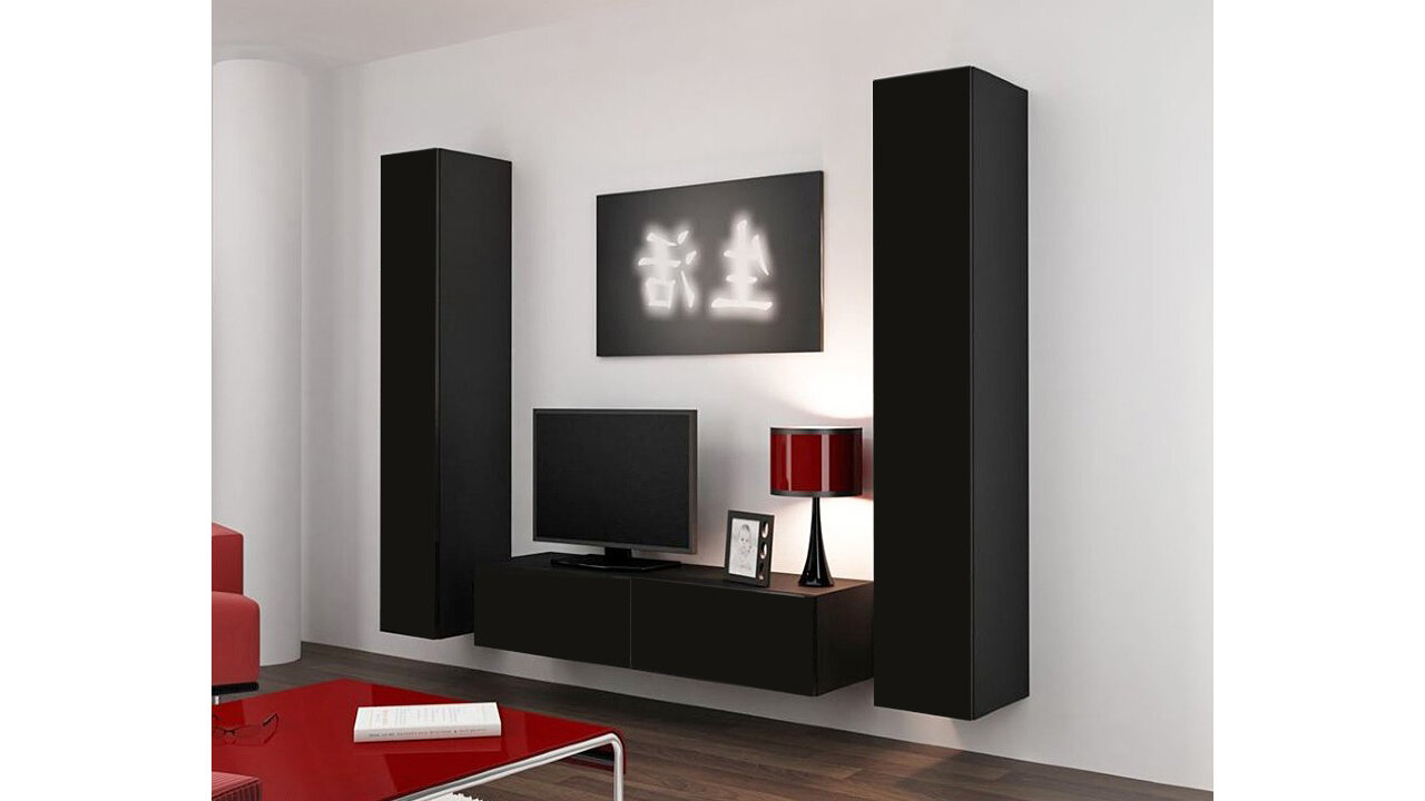 Гостиная Виго 9 Черный 0190 NEW 220x42x180 см, GOODFORM