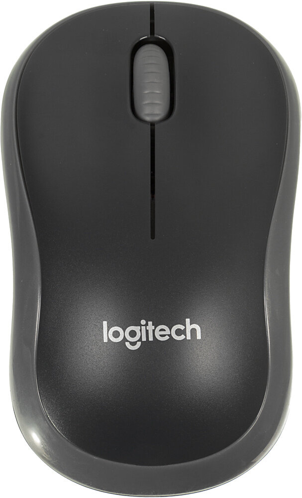 Мышка беспроводная LOGITECH компьютерная M185 черный/серый