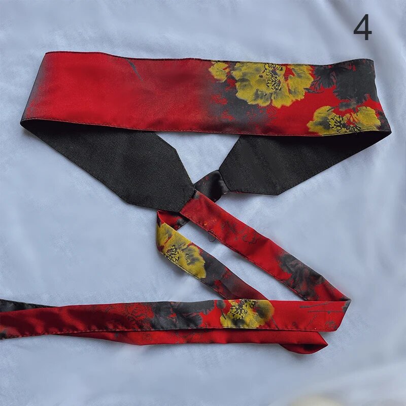 Женский атласный пояс Оби Красный, 4