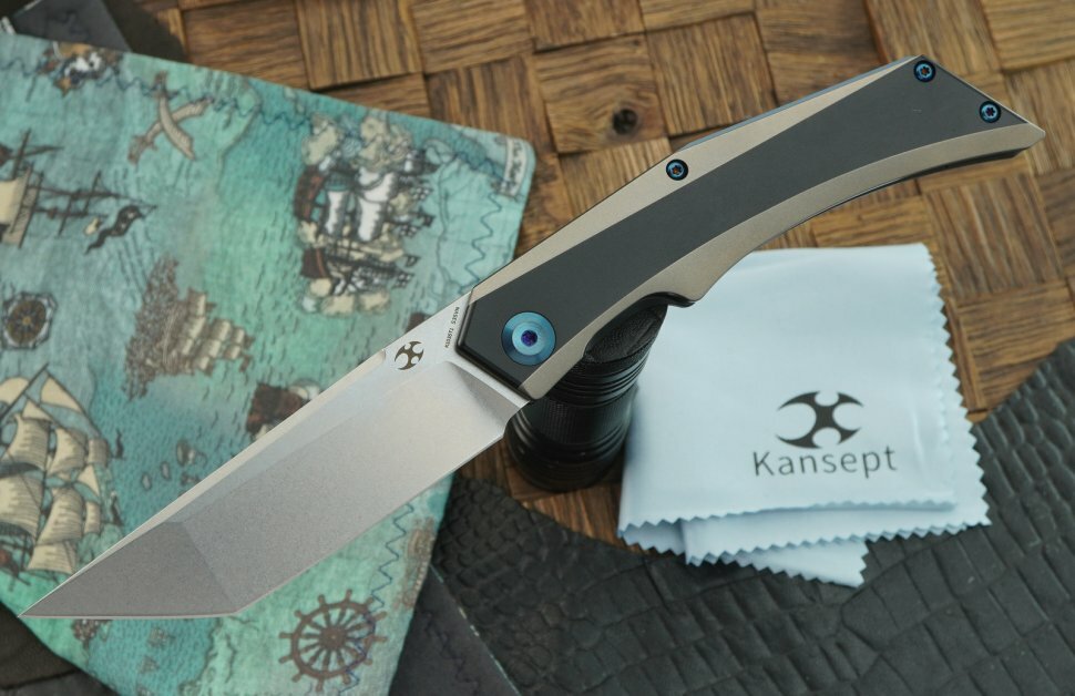 Складной нож Kansept Knives Naska, сталь CPM S35VN, SW, танто, рукоять черный титан