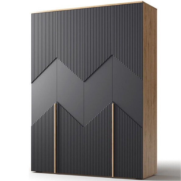 Шкаф «Оливия 1» 4Д КМК 0971.20, дуб наварра/шагрень черная