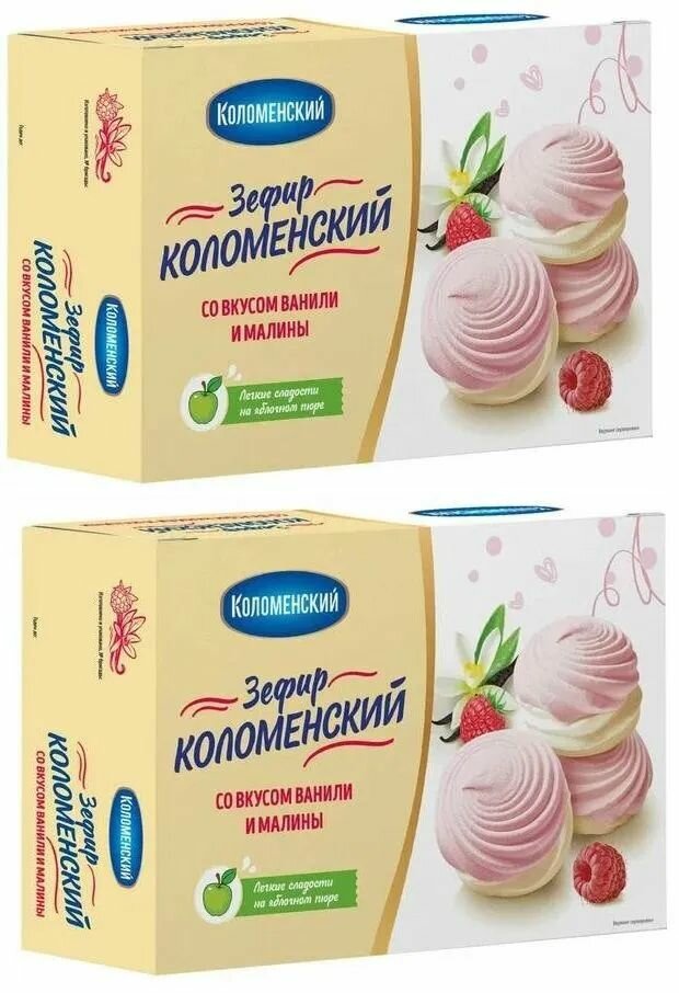Коломенский Зефир со вкусом ванили и малины, 250 гр, 2 уп