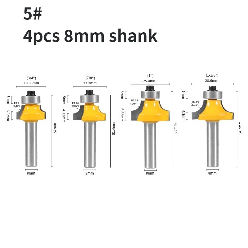 YUSUN 8 мм угловой фрезерный станок с хвостовиком, деревообрабатывающий фрезерный станок для торцевой фрезы по дереву 4pcs 8mm shank