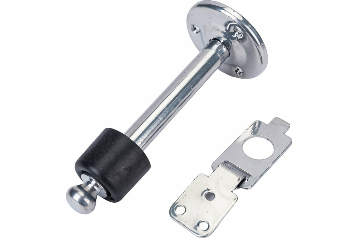 Дверной стопор Домарт с фиксатором 110 мм, хромированное изделие для двери