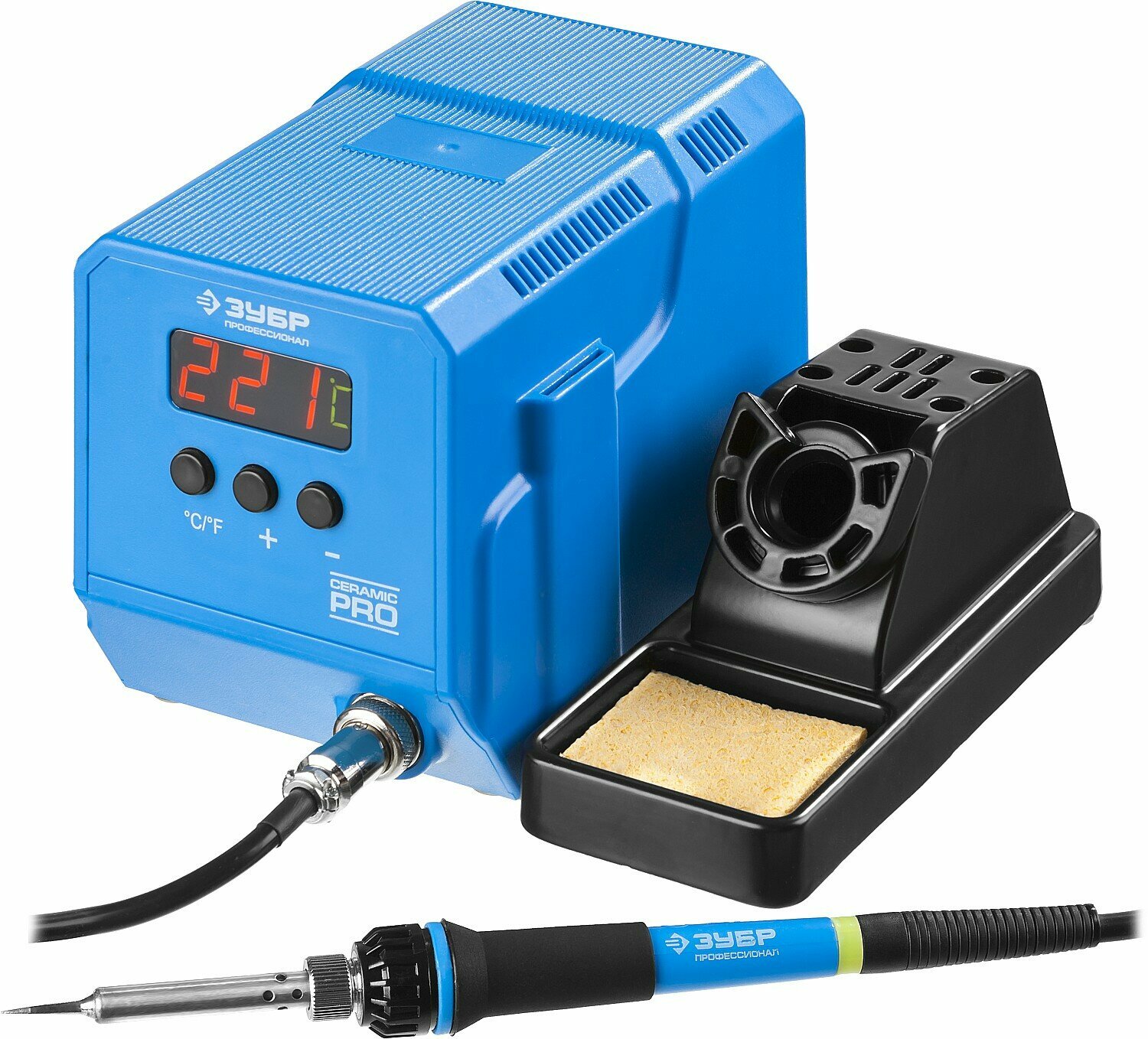 Паяльная станция ЗУБР ПСН-60, 60 Вт, 50-480 градусов, керамический нагреватель, низкотемпературная, цифровая, Профессионал