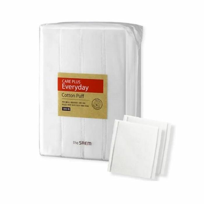 The Saem Спонжи косметические из 100% хлопка, 1200 шт. Care Plus Everyday Cotton Puff 1200 pcs