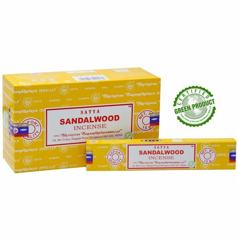 Благовония Сандаловое Дерево Сатья Sandalwood Satya 15гр. / 12 шт. Большая коробка (блок 12 упаковок