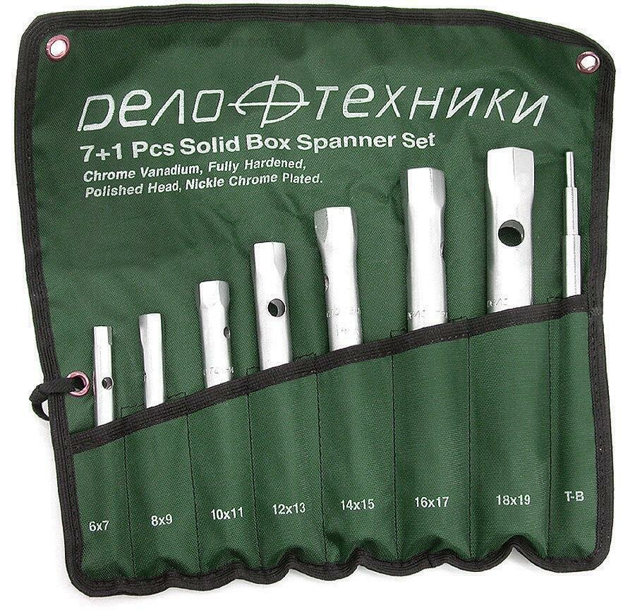 DELOTEKHNIKI 544570 Набор ключей трубчатых штампованных 7 предм. (6×7,8×9,10×11,12×13,14×15,16×17,18×19мм; вороток 180мм