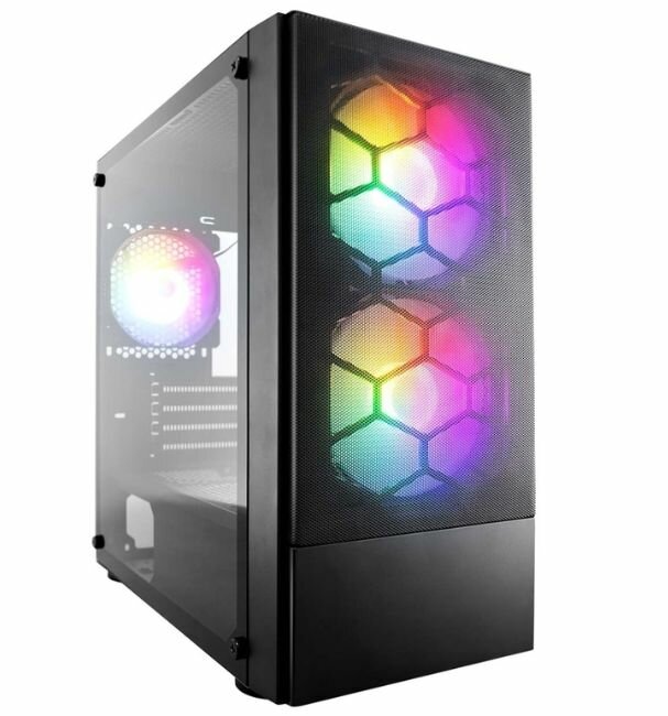 Компьютерный корпус 1STPLAYER FIREBASE X4-M (X4-M-BK-2F1P-1F1) черный - Mini Tower, Micro ATX, USB 3.2 Gen 1 Type A
