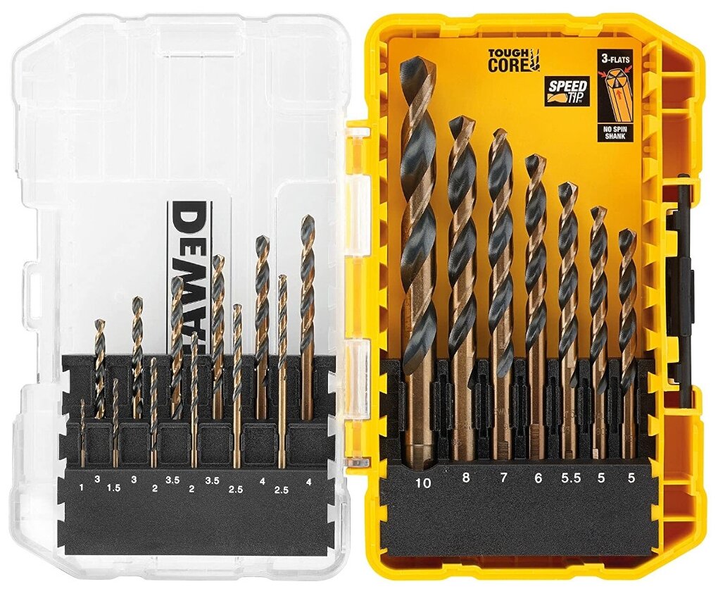 DEWALT DT70728-QZ Набор сверл по металлу 1.0-10.0мм HSS (19шт.) DEWALT