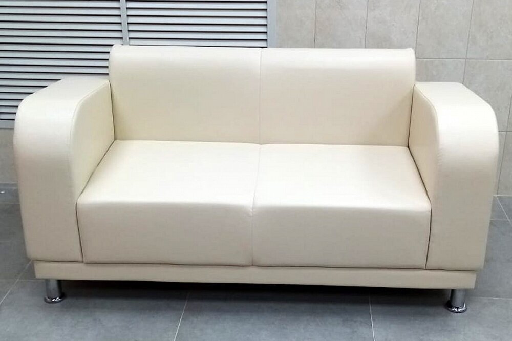 Офисный диван Милан Бежевый Экокожа, 140х72х76 см