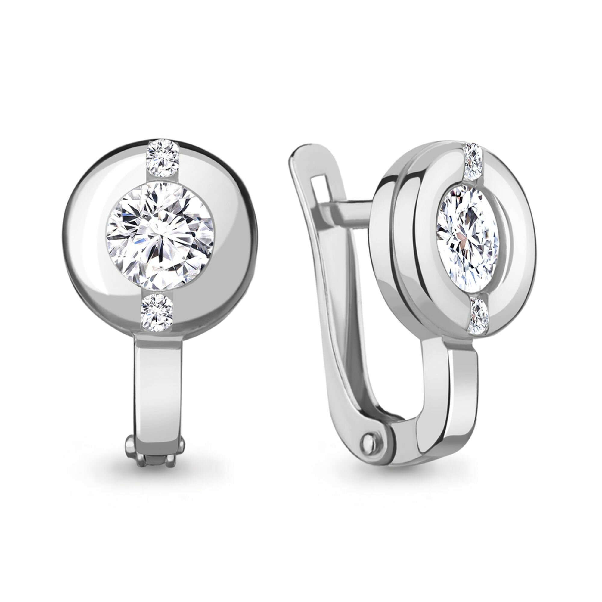 Серьги, серебро, 925 проба, родирование, кристаллы Swarovski, фианит