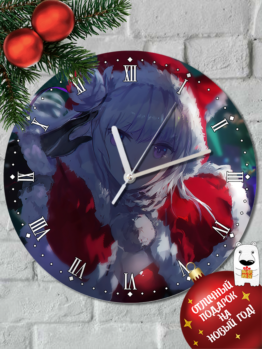 Настенные часы УФ (Новогодний подарок) "Аниме (Рождество, подарки, счастье, Санта Клаус) - 7047"