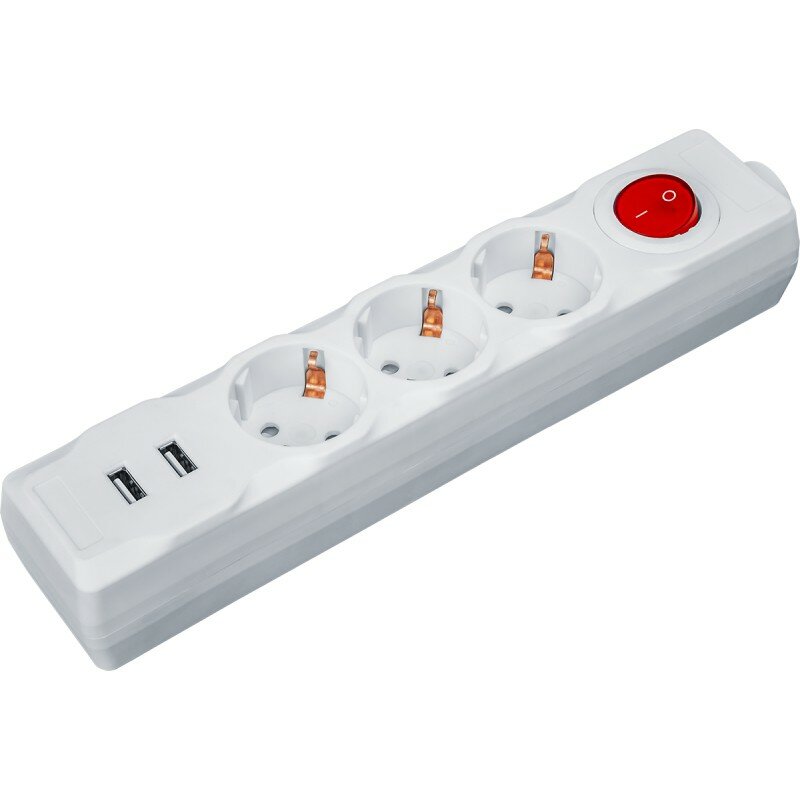 Удлинитель Navigator 61 455 NPE-USB01-03-180-ESC-3X1 с/з выкл.3 гн.1.8м USB2.1A, цена за 1 шт.