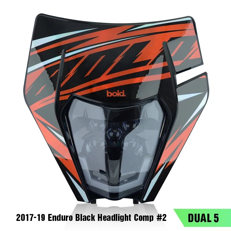 Головной фонарь для мотоцикла PowerZone, светильник фонарь обтекатель Supermoto для KTM EXC SXF MX, фара для велосипеда-внедорожника, эндуро, Головной фонарь Черный, Black Comp B