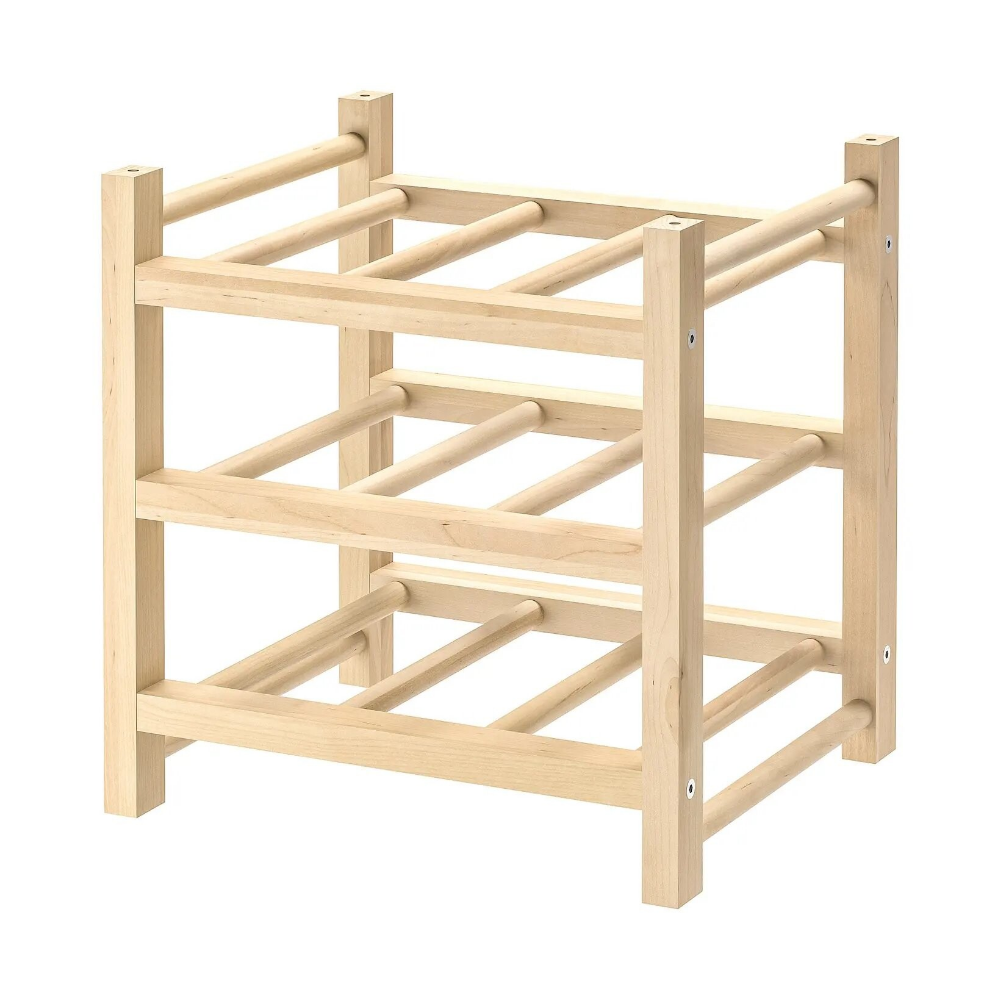 Подставка для бутылок IKEA "хуттен", деревянная, 3 яруса, бежевая