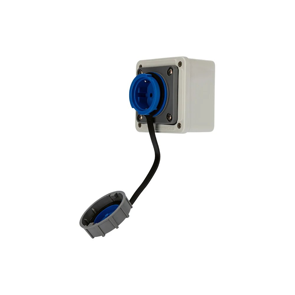 Настенная влагозащищенная розетка REXANT с крышкой 16 А, 2Р+РЕ, IP68 111-125